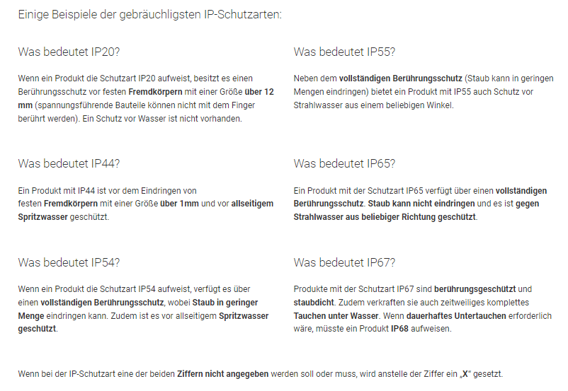 IP Schutzklassen Klassifizierung – IP54, IP20, IP67, IP65, und weitere ...